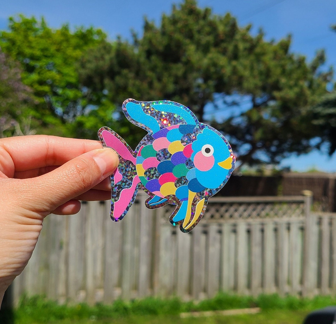 Rainbow Fish Glitter Sticker - Quirky 90s Colorful Nostalgic Children's ...