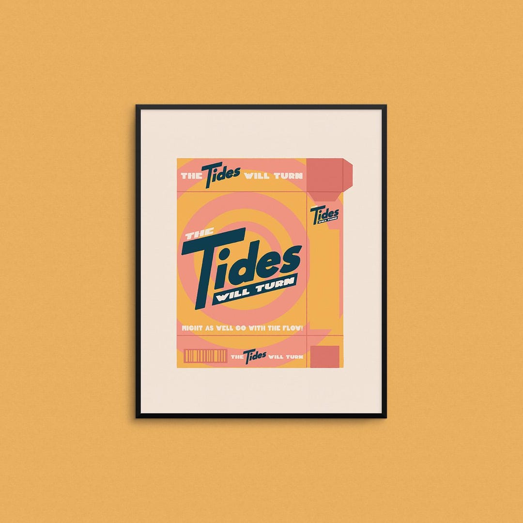Tides Will Turn Art Print – Geometric Quote, Pink & Orange - Etsy