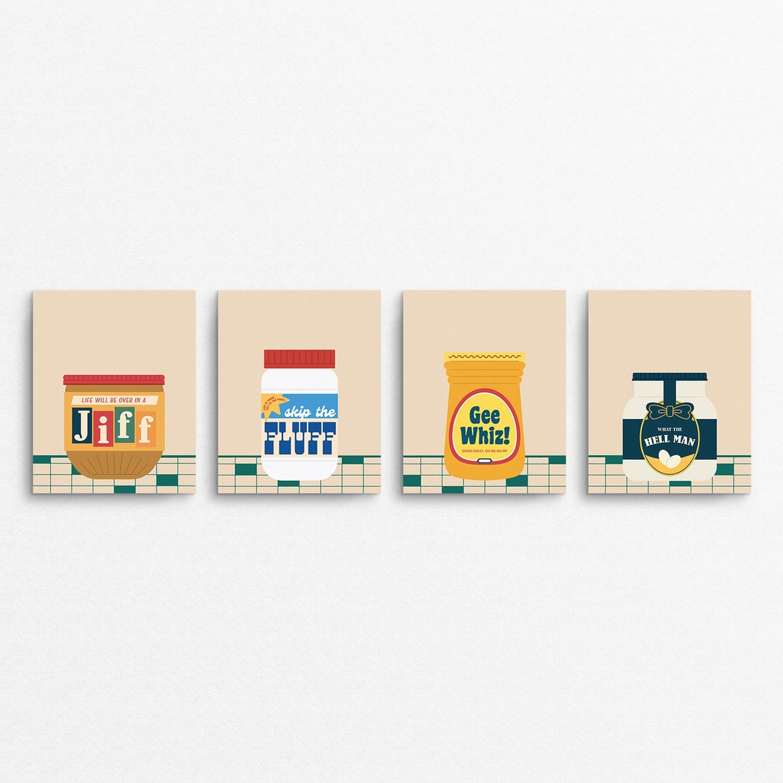 CONDIMENTS Art Print Set - Quirky Kitchen Snack Food Art Print Set ...