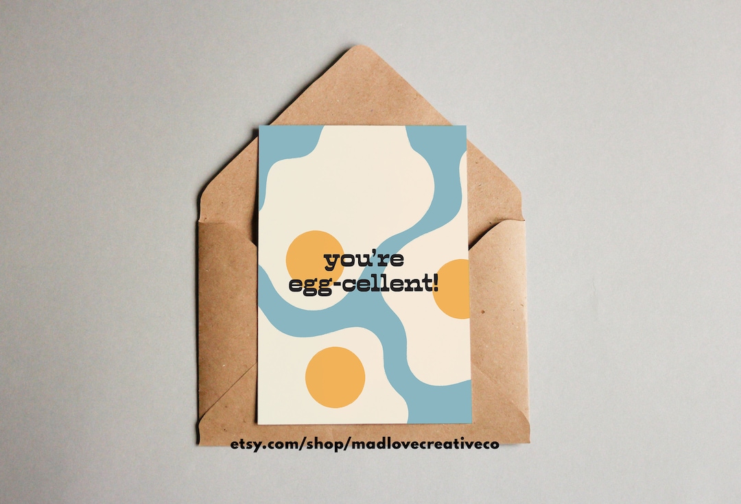 You're Egg-cellent Card - Egg Lovers Card, Quirky A2 Greeting Card ...