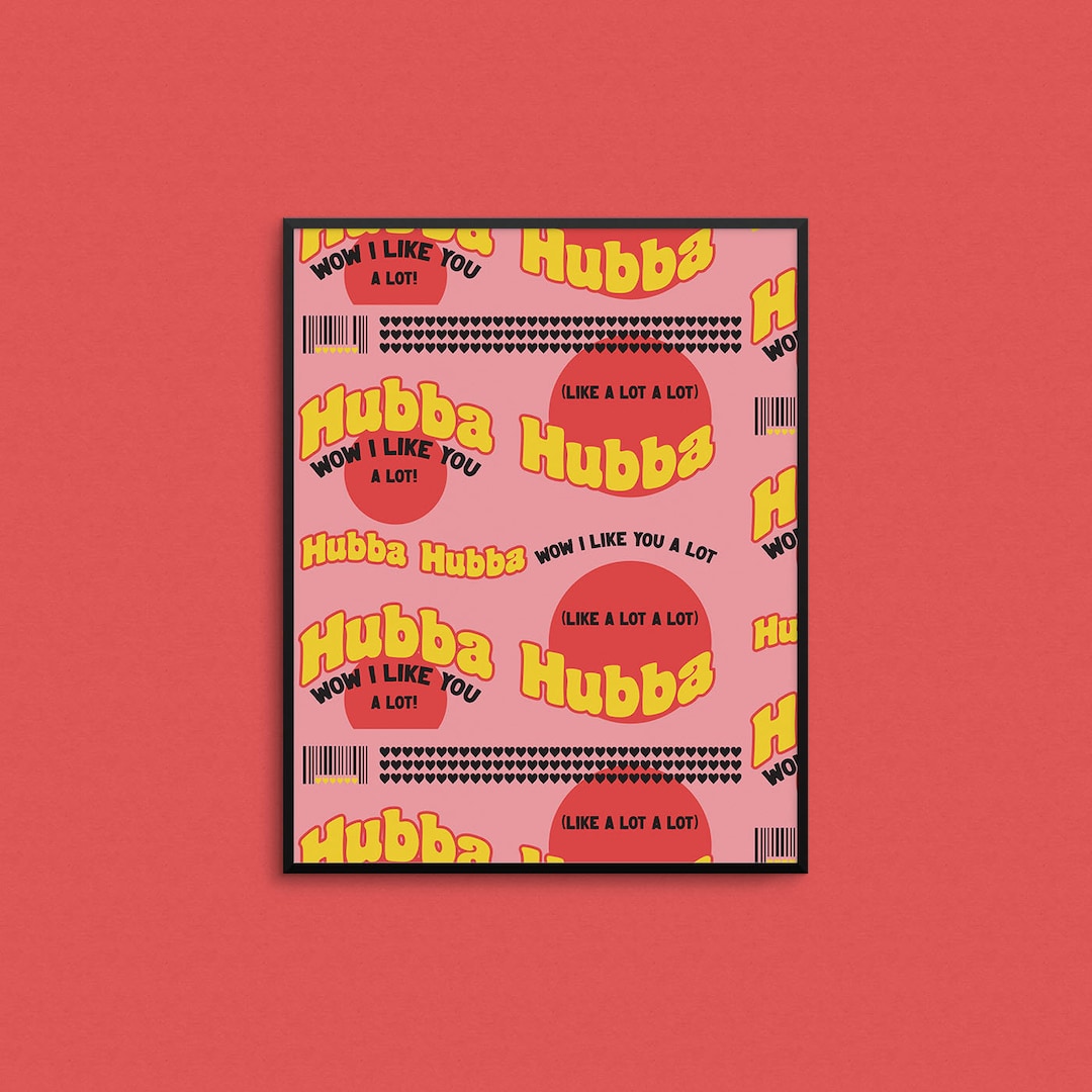HUBBA HUBBA Art Print - Quirky Retro Inspired Hubba Bubba Wall Art ...