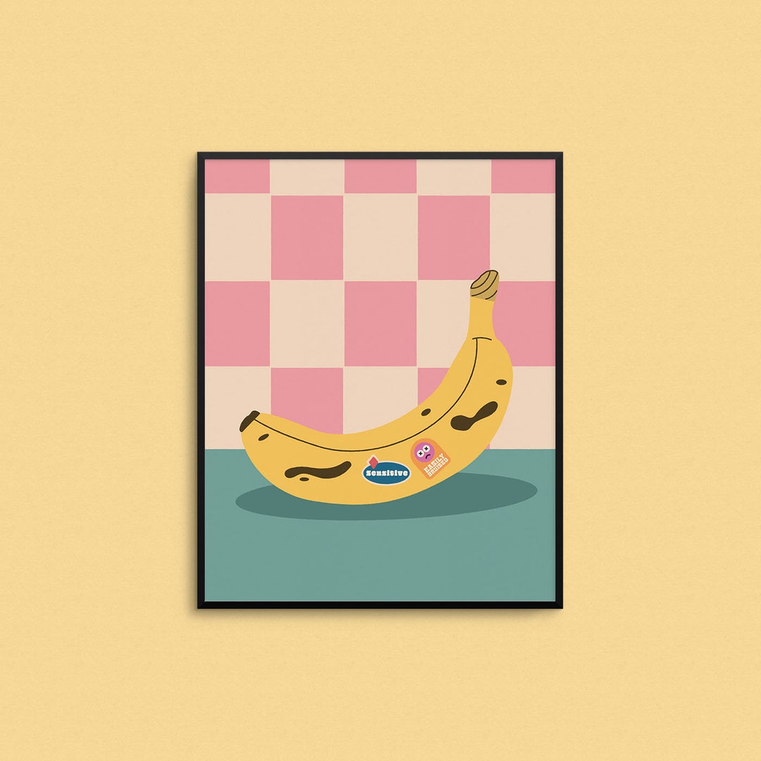 BANANA Art Print - Funny Banana Fruit Sticker Art Print, Still Life ...