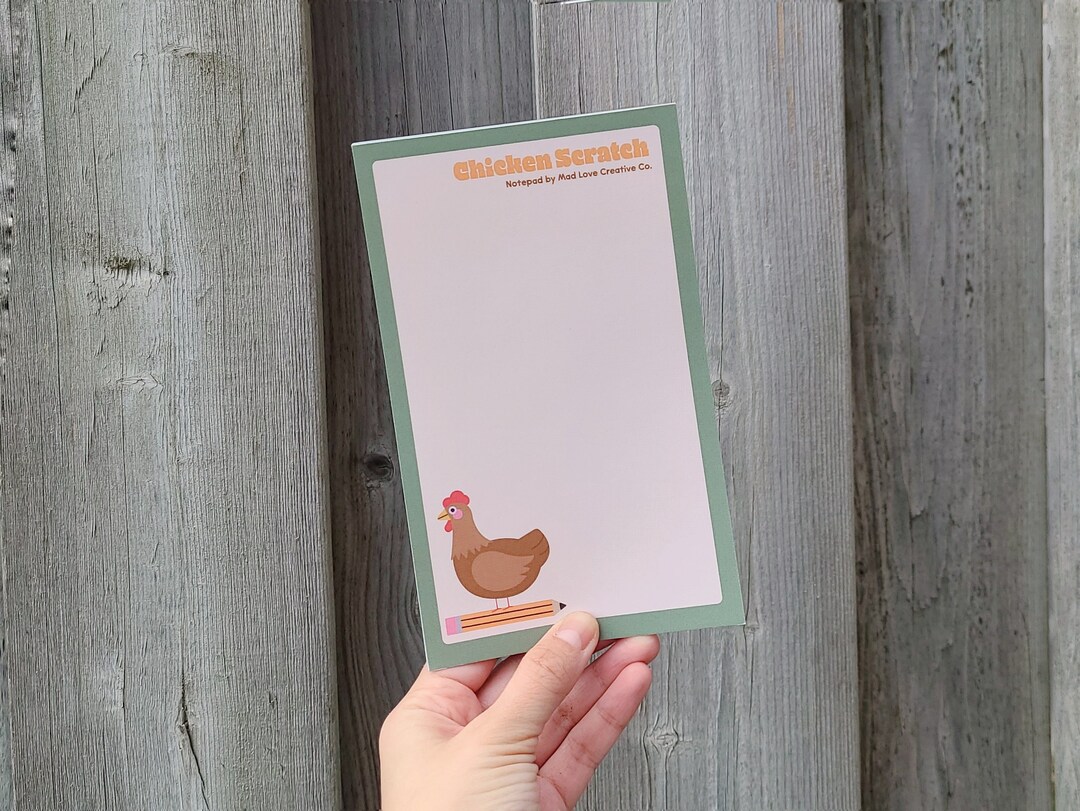 CHICKEN SCRATCH Blank Notepad - Cute Farm-themed Chicken Memo Pad ...