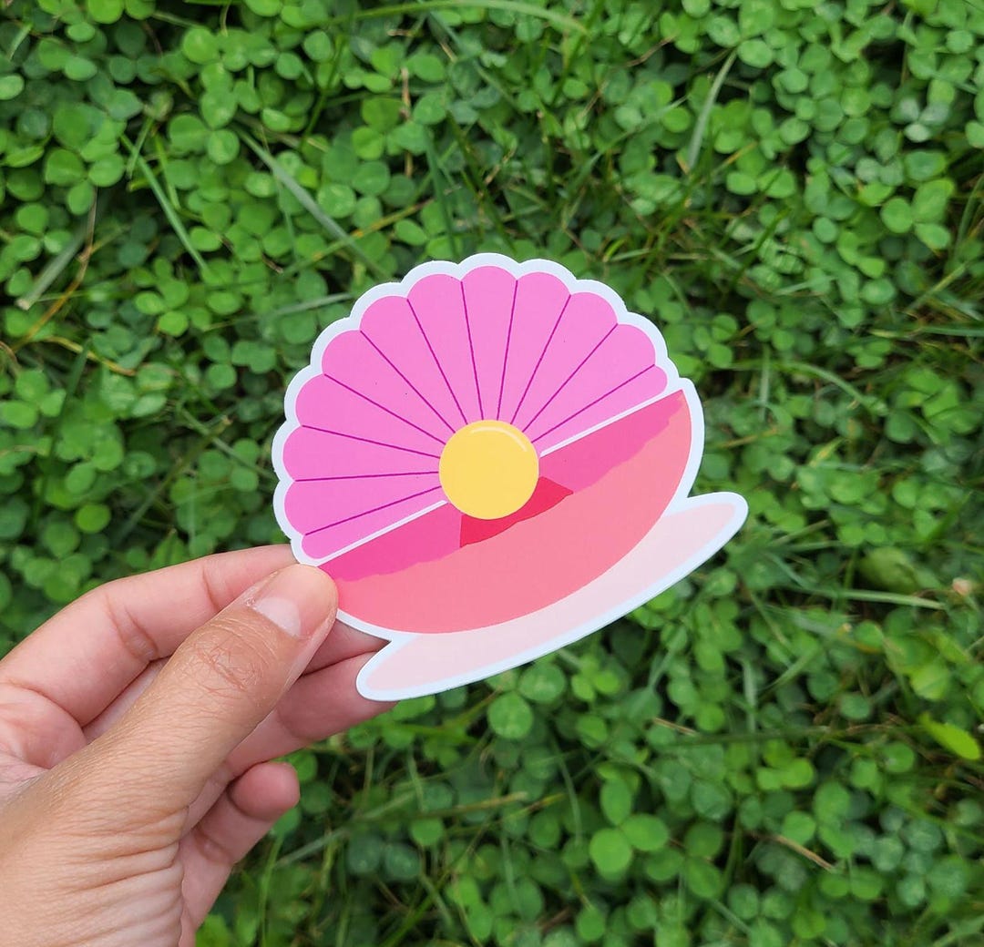 Oyster Sticker - Cute Pink Shellfish Sticker, Quirky the World is Your ...