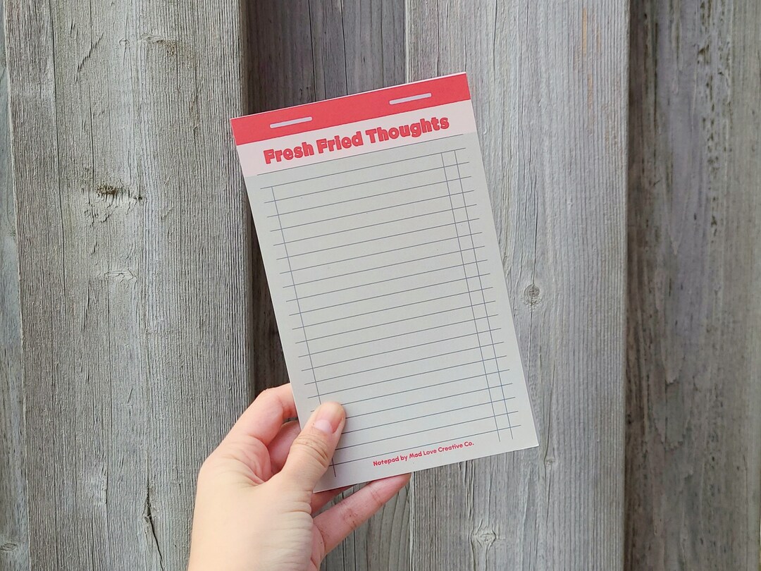 FRESH FRIED THOUGHTS Lined Notepad Cute Diner Receipt Themed Memo Pad ...