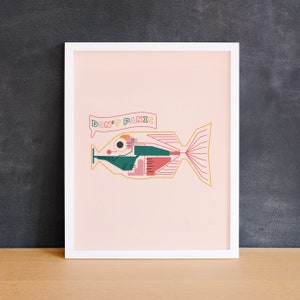DON'T PANIC Illustrated Wall Art - Hitchhikers Guide to the Galaxy ...
