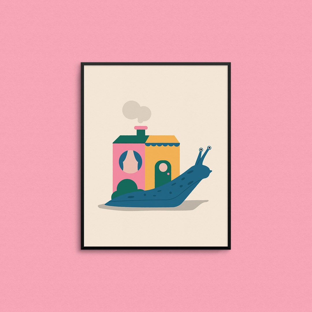 MOBILE HOME (snail) Print - Quirky 8x10 Gastropod Print, Fun Animal ...