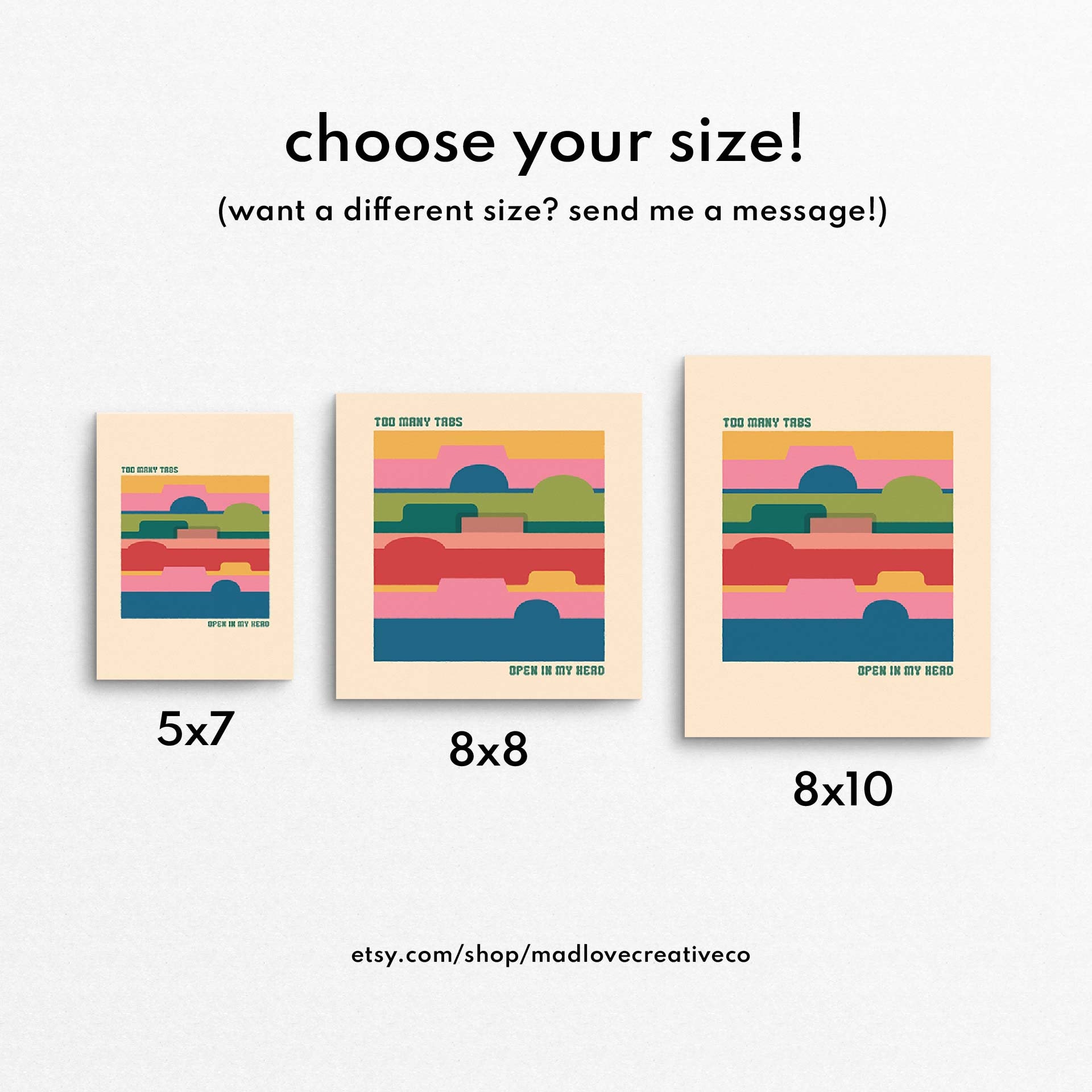 TOO MANY TABS Art Print 8x10 Busy Brain Art Print Computer - Etsy