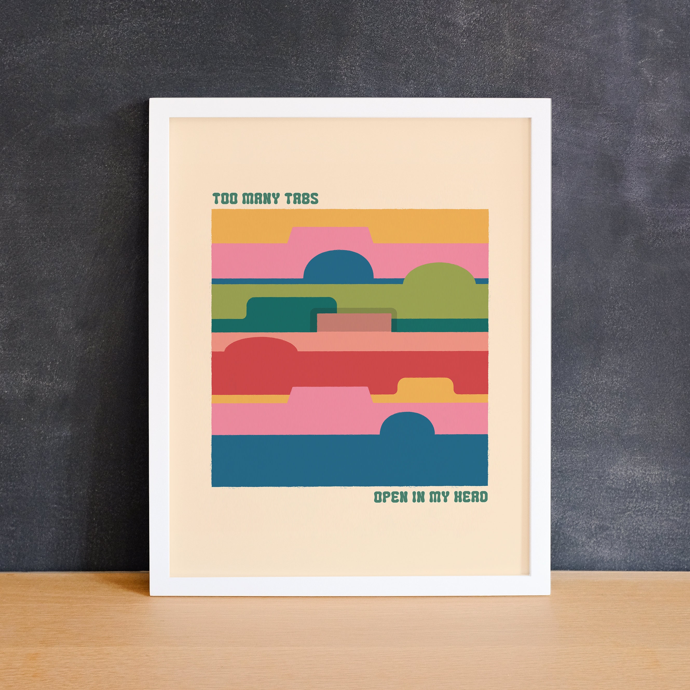 TOO MANY TABS Art Print 8x10 Busy Brain Art Print Computer - Etsy