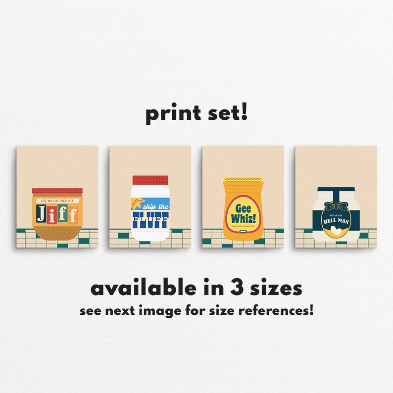 CONDIMENTS Art Print Set Quirky Kitchen Snack Food Art Print - Etsy