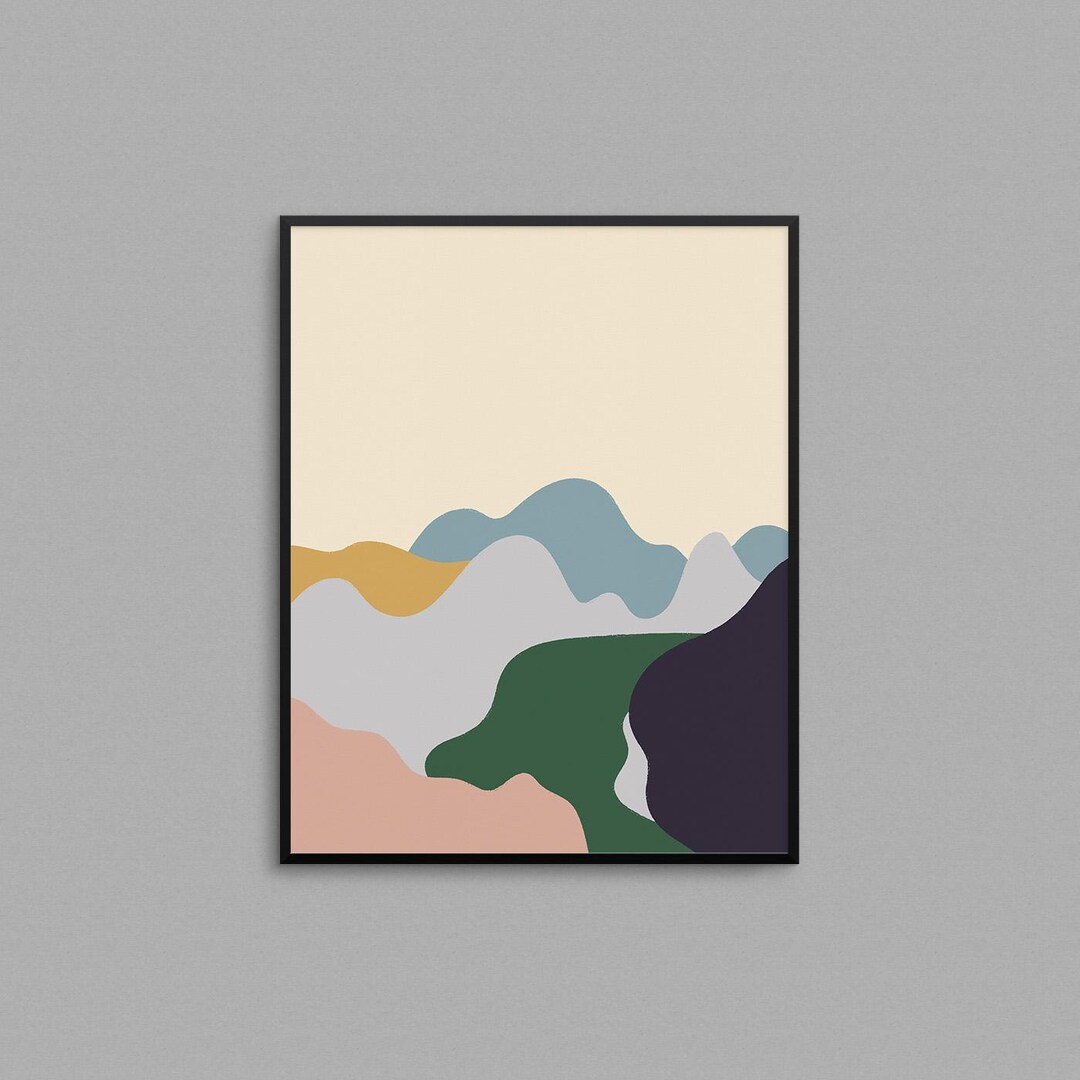 RIVER Abstract Landscape Print - Illustrated Art Print, Quirky Print ...