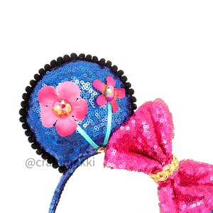 Blue Sister Frozen Ice Queen Sequin Headband Ears | Blue & Pink Sequins ...