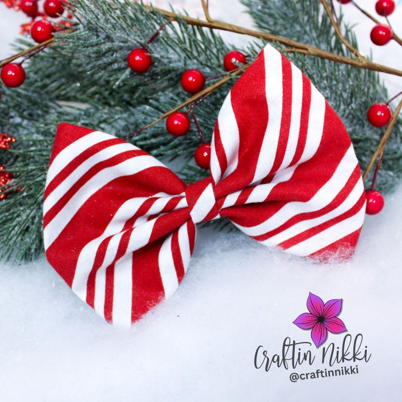 Candy Cane Hair Bow - Etsy