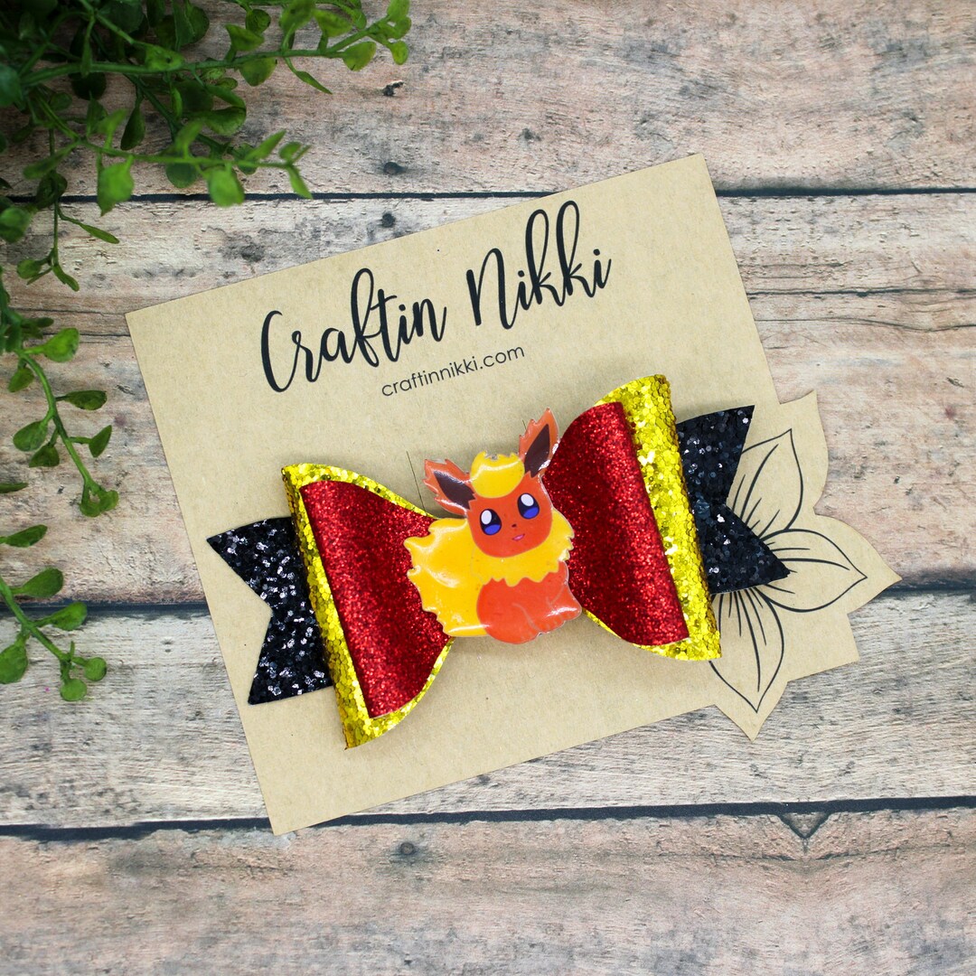 Flareon Eevee Eeveelution Red Pocket Monster Chunky Glitter Leather ...