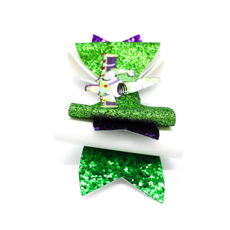 Astronaut Green Rocket Man Chunky Glitter Hair Bow Clip Set | Etsy