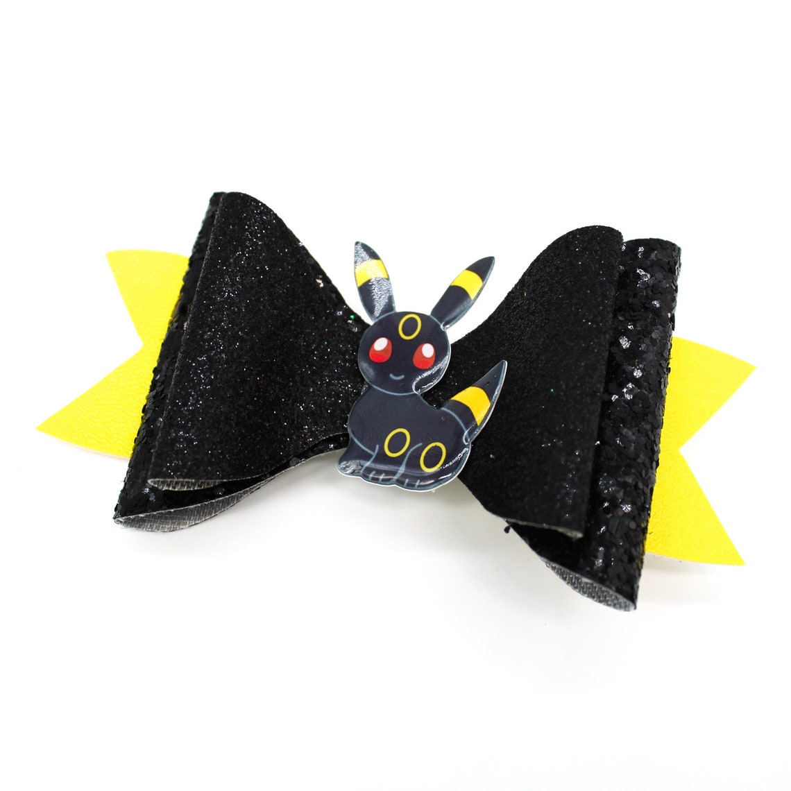 Umbreon Eeveelution Black Chunky Glitter Leather Hair Bow Clip - Etsy