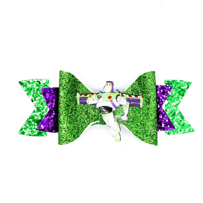 Astronaut Green Rocket Man Chunky Glitter Hair Bow Clip Set | Etsy