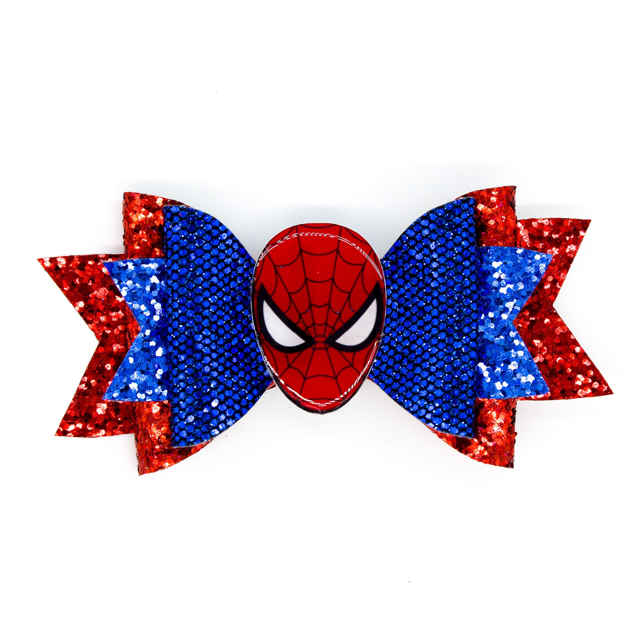 Spider Web Hero Blue and Red Chunky Glitter Hair Bow Clip - Etsy