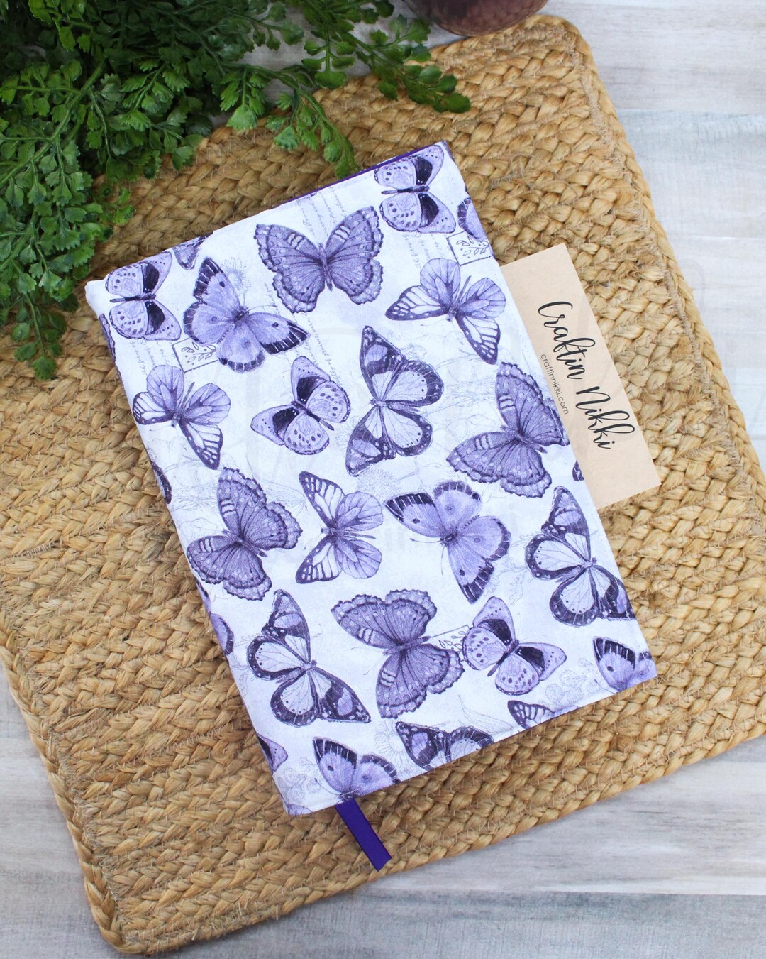Purple Osha Butterfly Fabric Book Dust Cover for Hardcover & Paperback ...