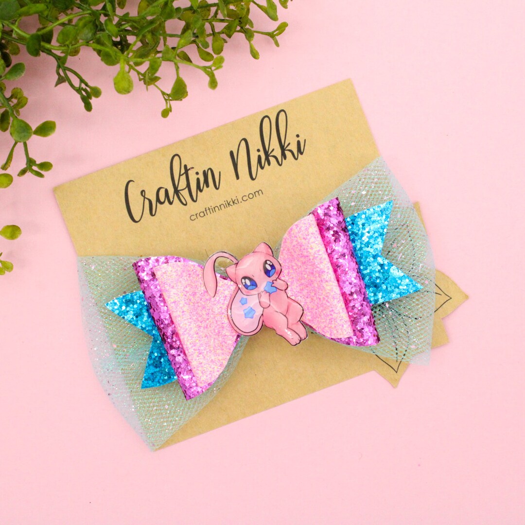 Cute Pink Psychic Creature Pocket Monster Tail Chunky Glitter Leather ...