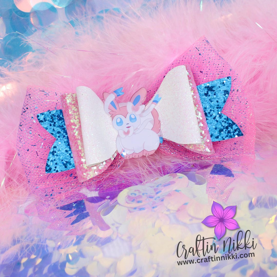 Pink and White Sylveon Eevee Eeveelutions Creature Pocket Monster ...