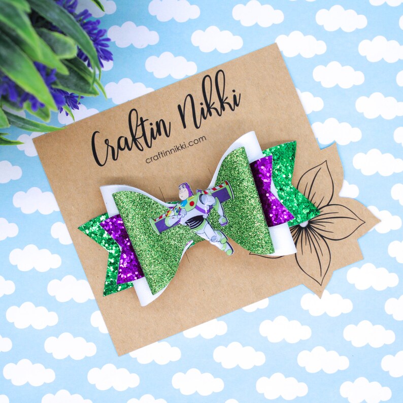 Astronaut Green Rocket Man Chunky Glitter Hair Bow Clip Set | Etsy