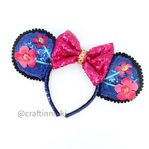 Blue Sister Frozen Ice Queen Sequin Headband Ears | Blue & Pink Sequins ...