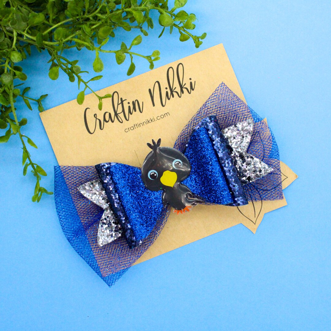 Wizard House Blue and Black Raven Bird Chunky Glitter and Tulle Hair ...