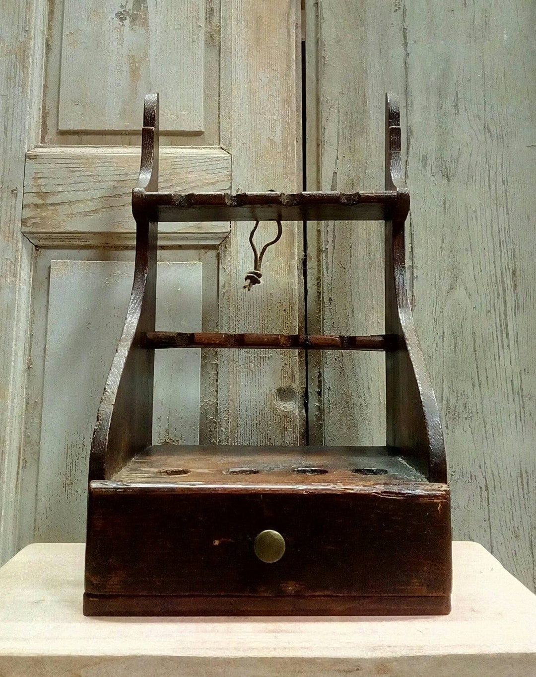 Antique Pipe Stand Four Place Pipe Holder Antique Wooden Pipe Holder ...