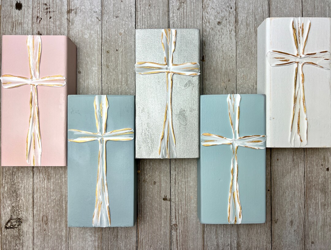 Wood Block White Cross Art 4x7 - Etsy