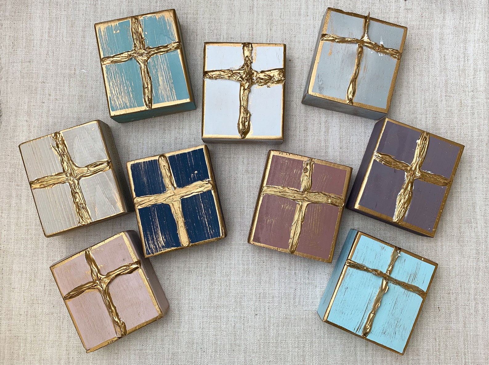 Wood Block Cross Art 4x4 | Etsy