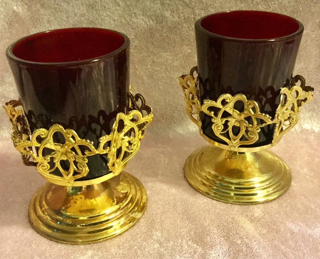 Gold Filigree Votives Candleholder Set by Anchor Hocking/plus 6” Metal ...