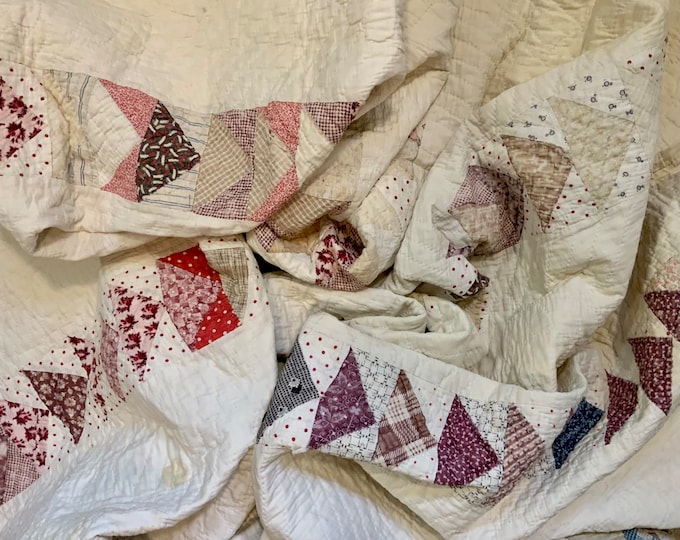 SALE—-1800 Hand-sewn Patchwork Quilt With Trapunto/chevron Arrow//brown ...