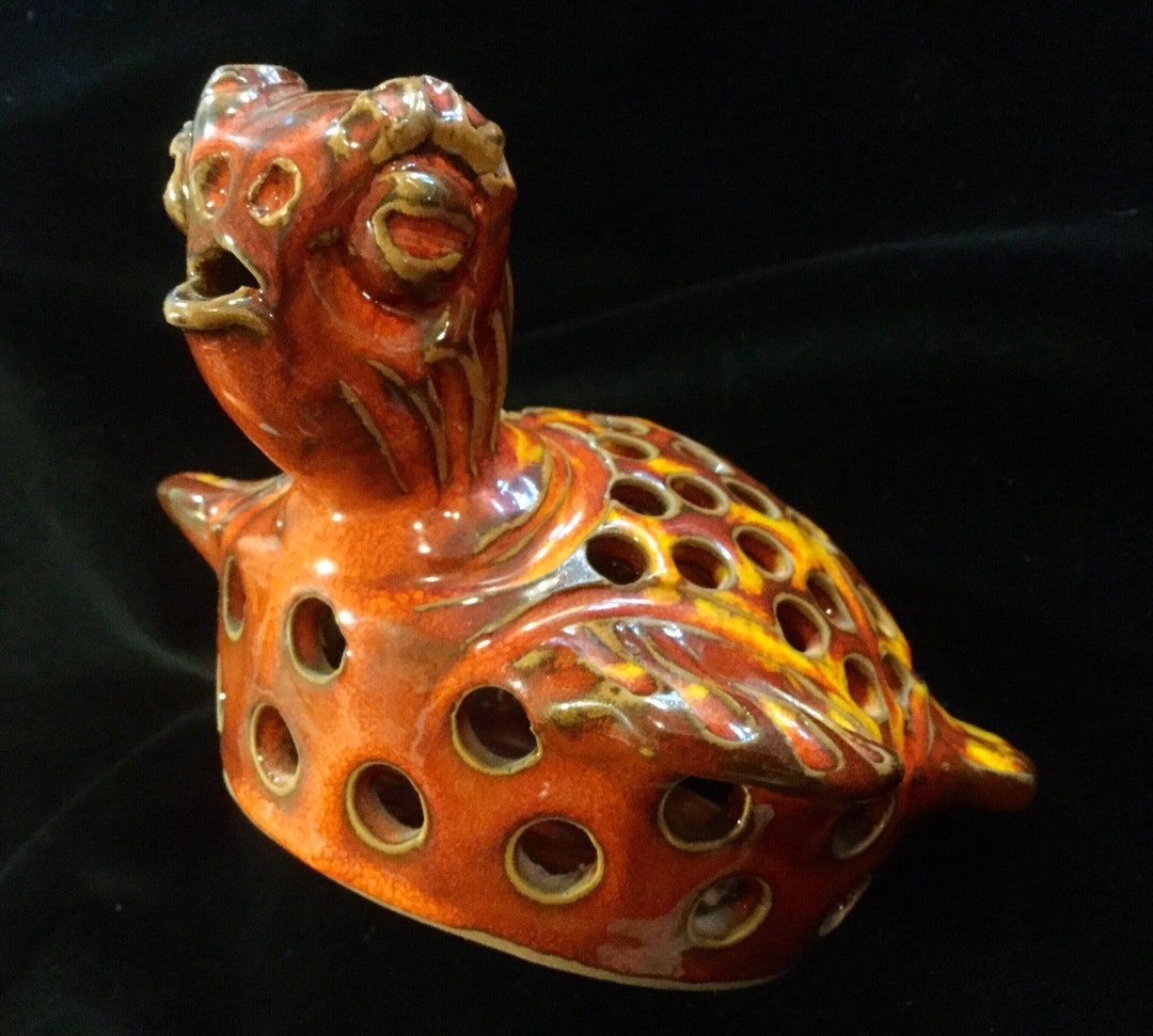 1950s Ceramic Flower Frog-floral Frog-vase/figural Turtle-tortoise ...