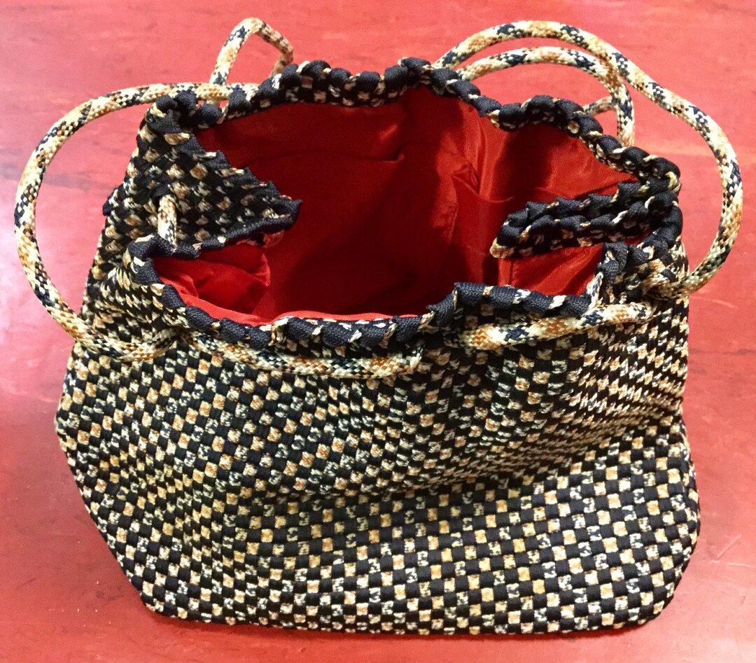 Sale50s Black Purse-handbag-pocketbook-pouch/woven Ribbon/corde Style ...