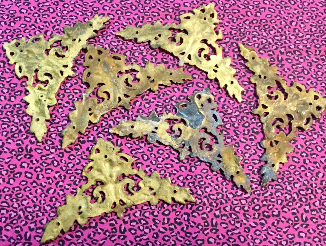 SALE1910 Brass Corner Bracket Escutcheon Plate/filigree/solid-brass/stamped-brass/furniture-trim ...