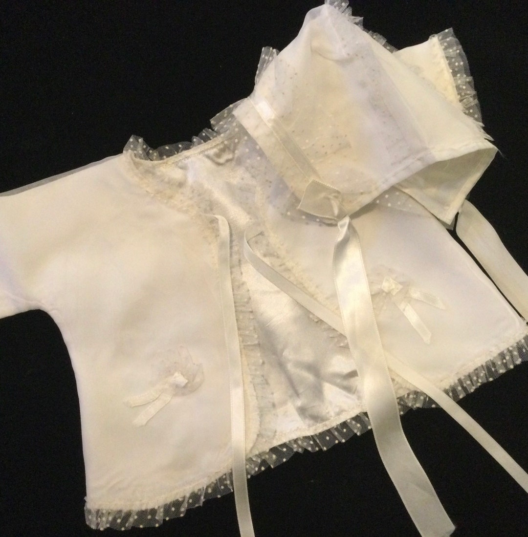 1950s Christening Baptism Jacket & Bonnet/religious/white Satin-nylon ...