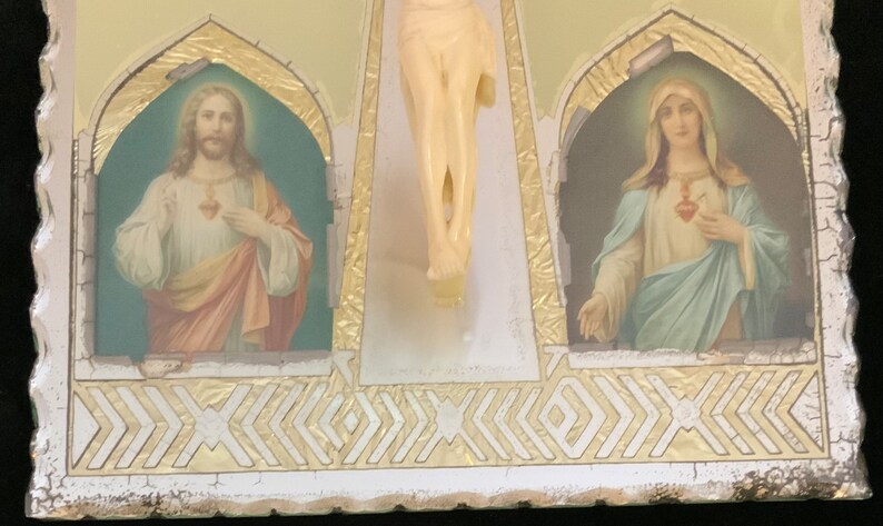 Jesus Cross Shrine Wall Alter/jesus & Virgin Mary Madonna Print ...