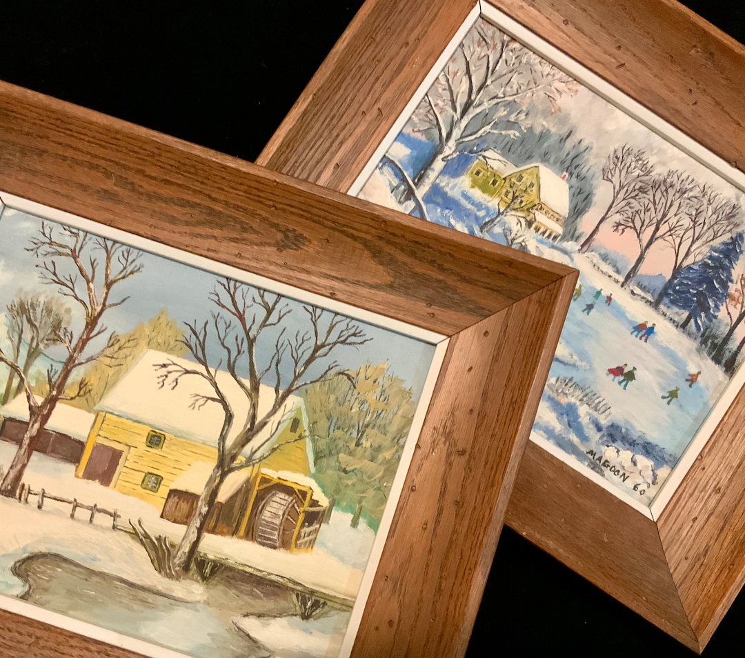 Vintage Landscape Painting/original Oil/winter Snow Scene/farmhouse ...