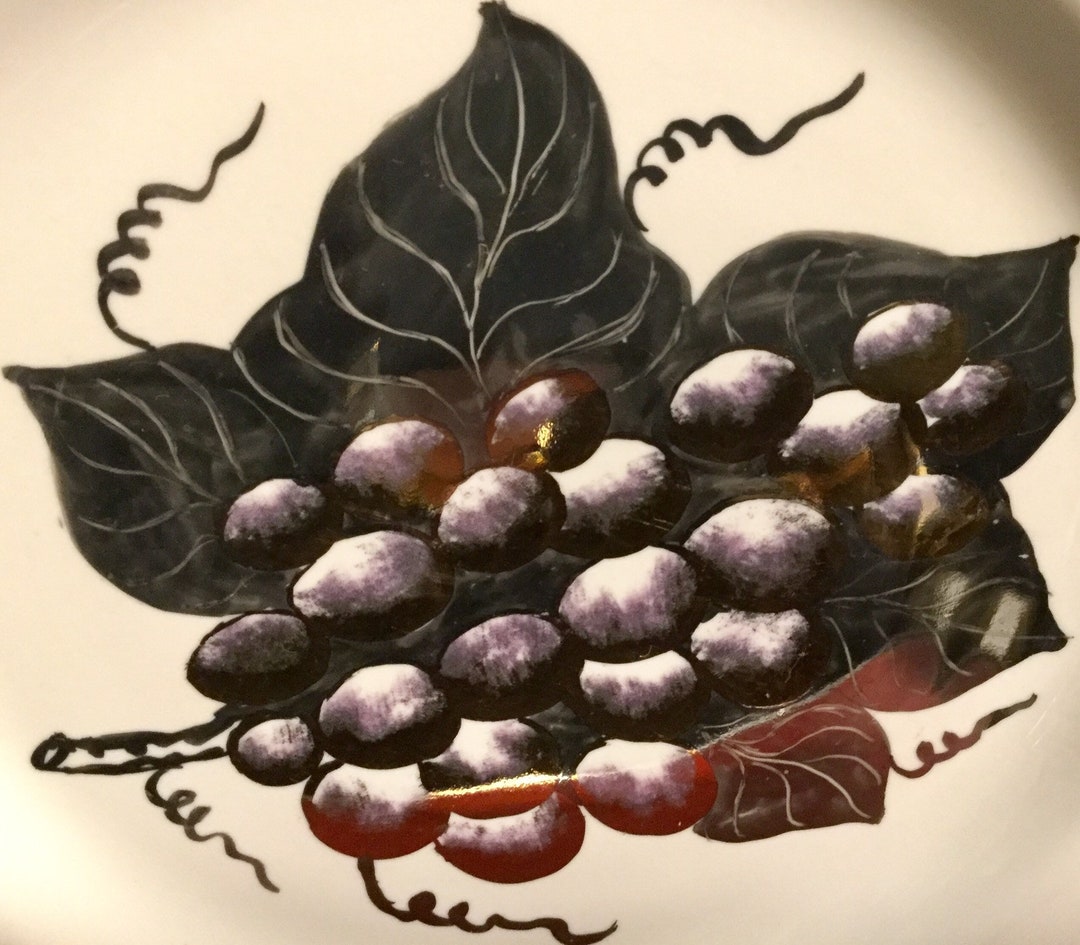 Ceramic Dinner Plate/edith Cockcroft/grape Cluster & Leaf/metallic ...