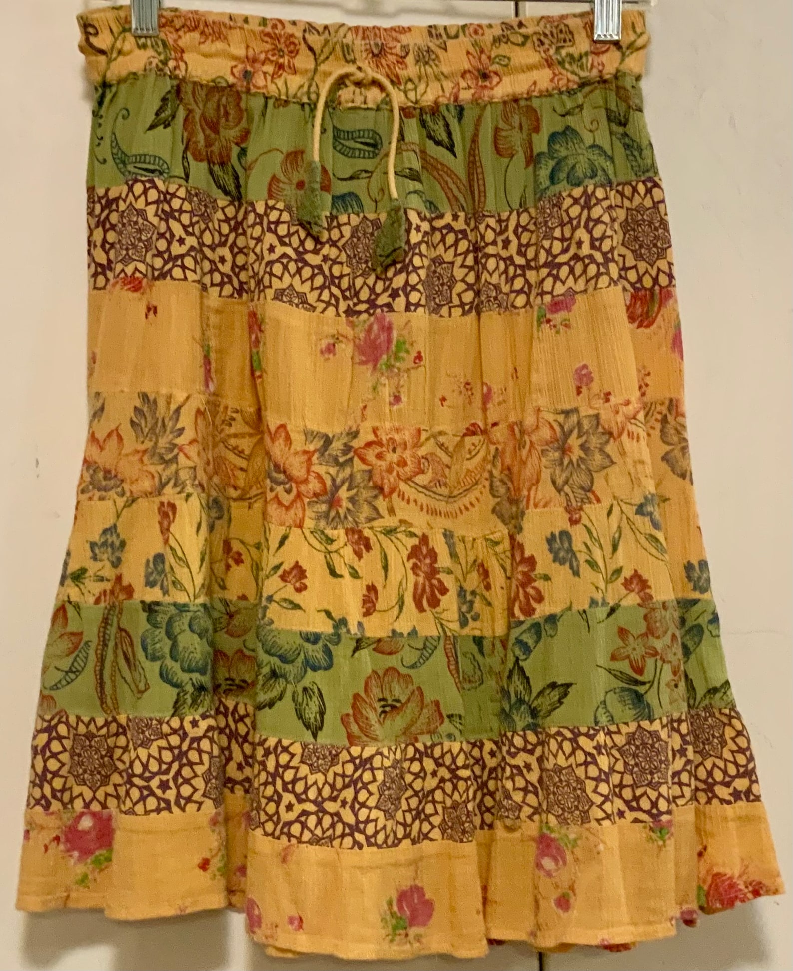 French Provence Skirt/floral Print/peasant/patchwork/layered/tiered ...