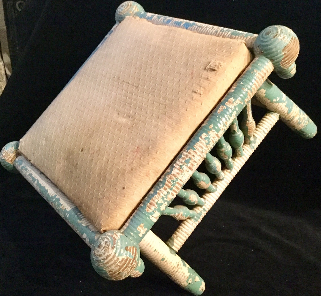 1800 Victorian Wood Stool-bench-cricket Furniture/blue Chippy Paint ...