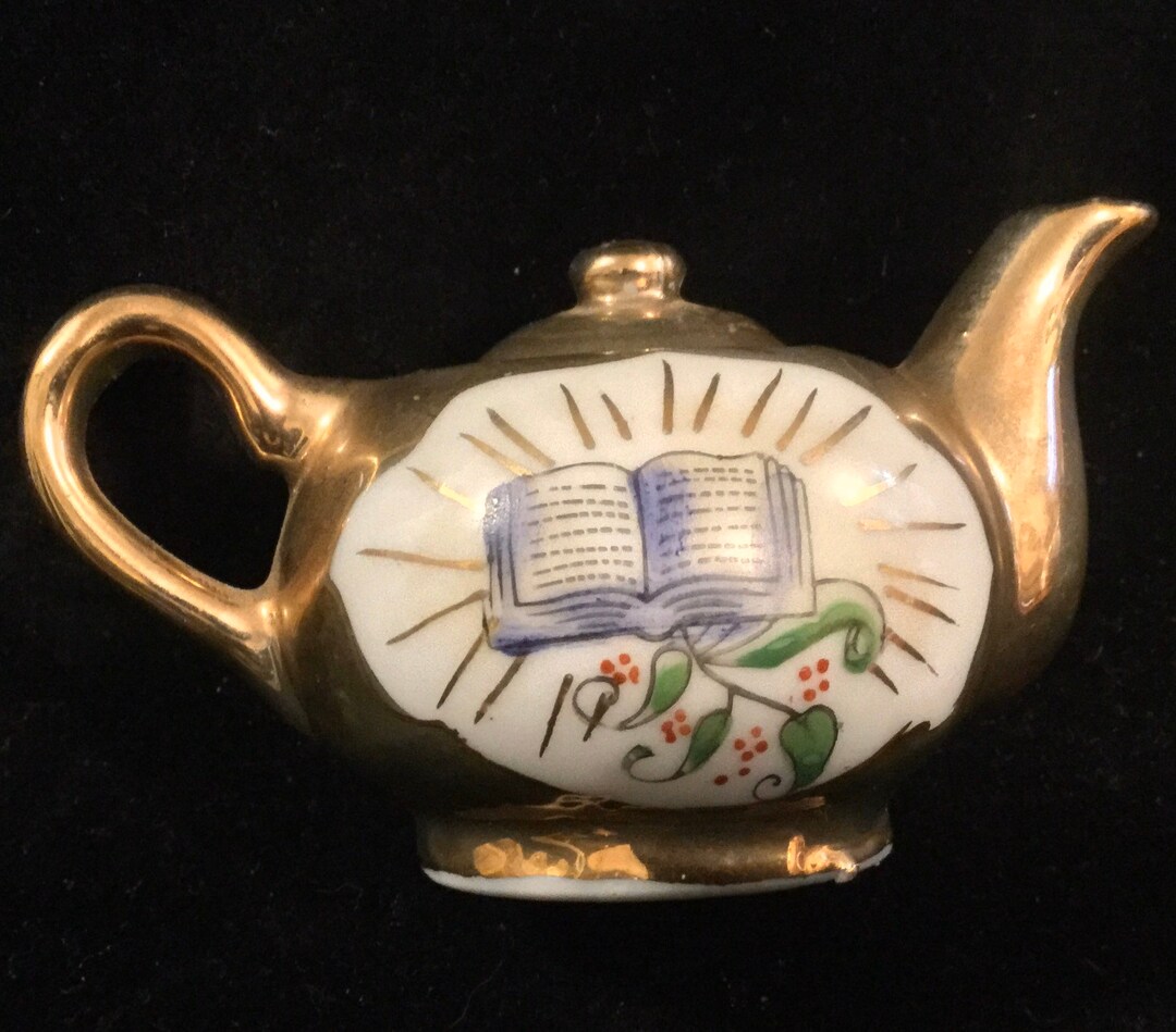 Mini Religious Teapot/bible Print/ceramic Porcelain China/22kt Gold ...