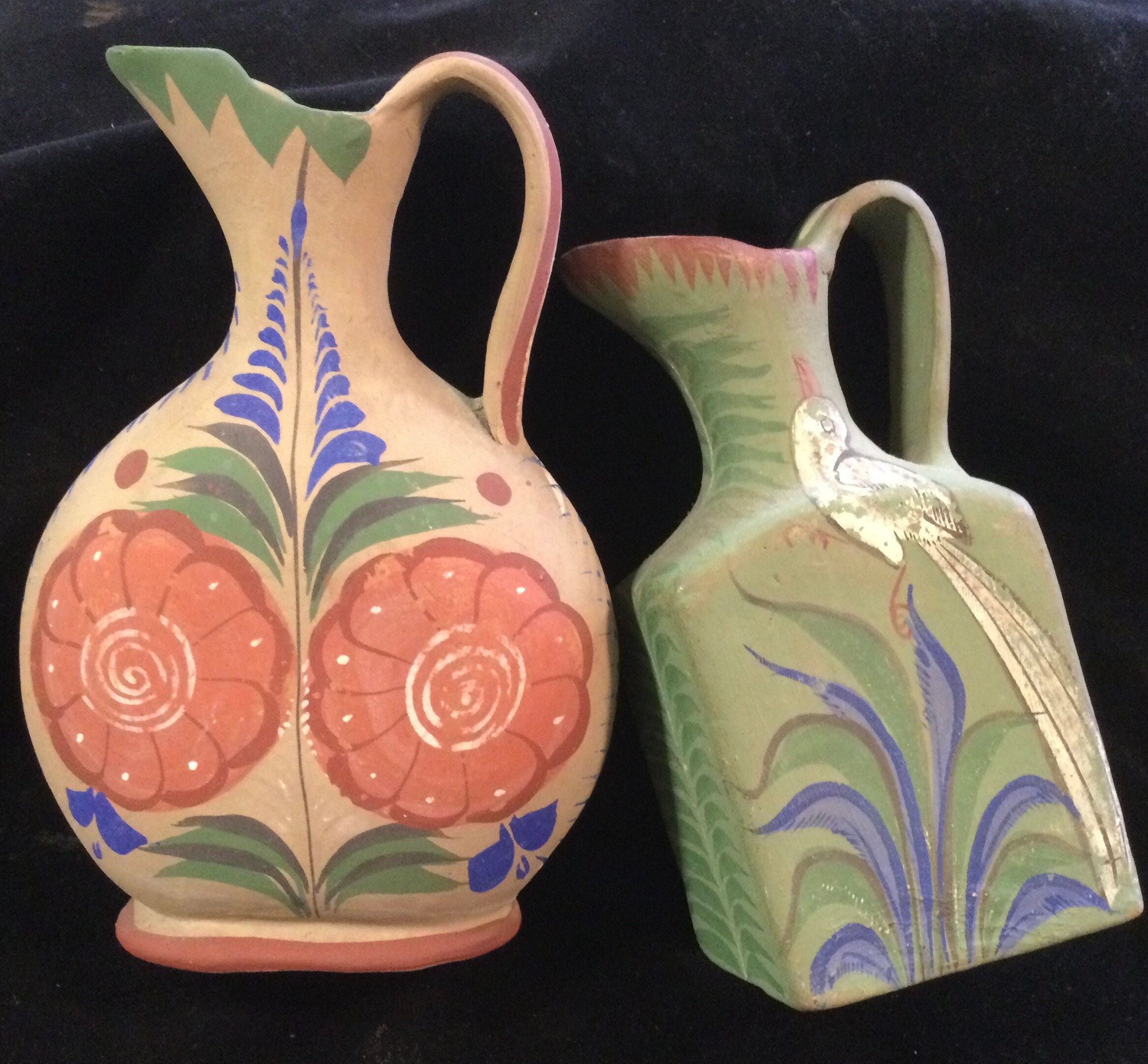 Art & Collectibles Fine Art Ceramics Floral stoneware pitcher Mexican ...