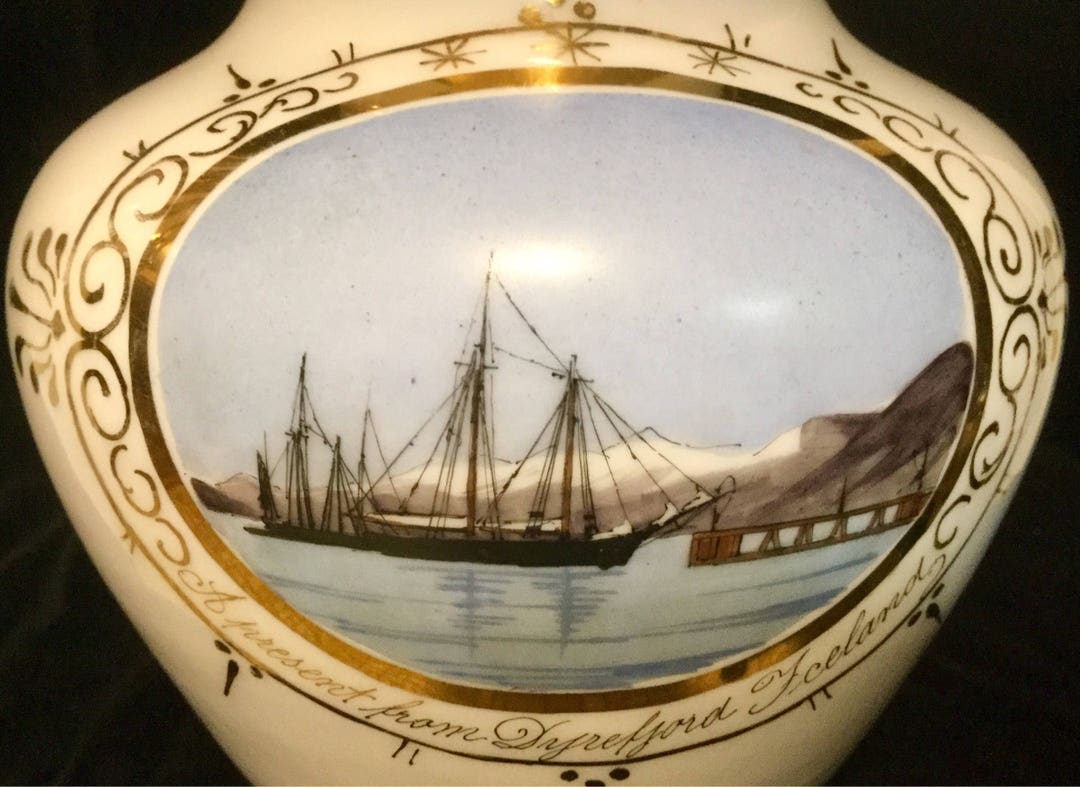 Crest Ware Water Pitcher Souvenir/“dyrefjord Iceland"/nautical Ship ...