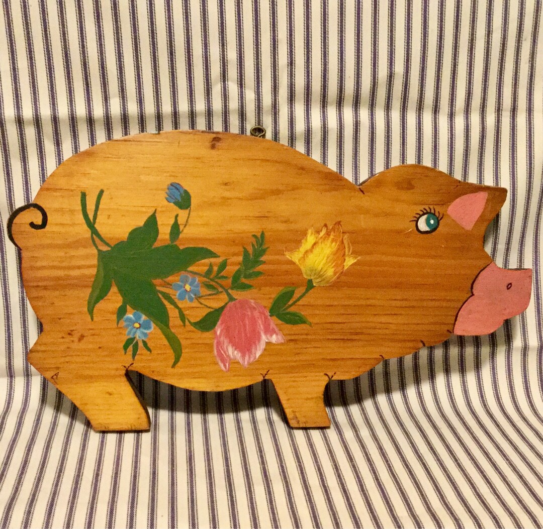 Pig Cutting Board/wood Animal Chopping Block/tole Folk Art/hand Painted ...