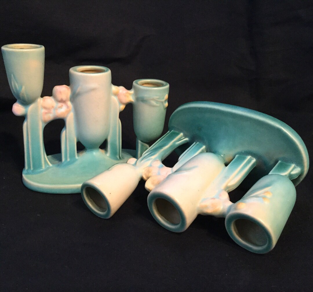 Roseville Pottery Candleholders Candlesticks Set/candelabra/ixia Flower ...