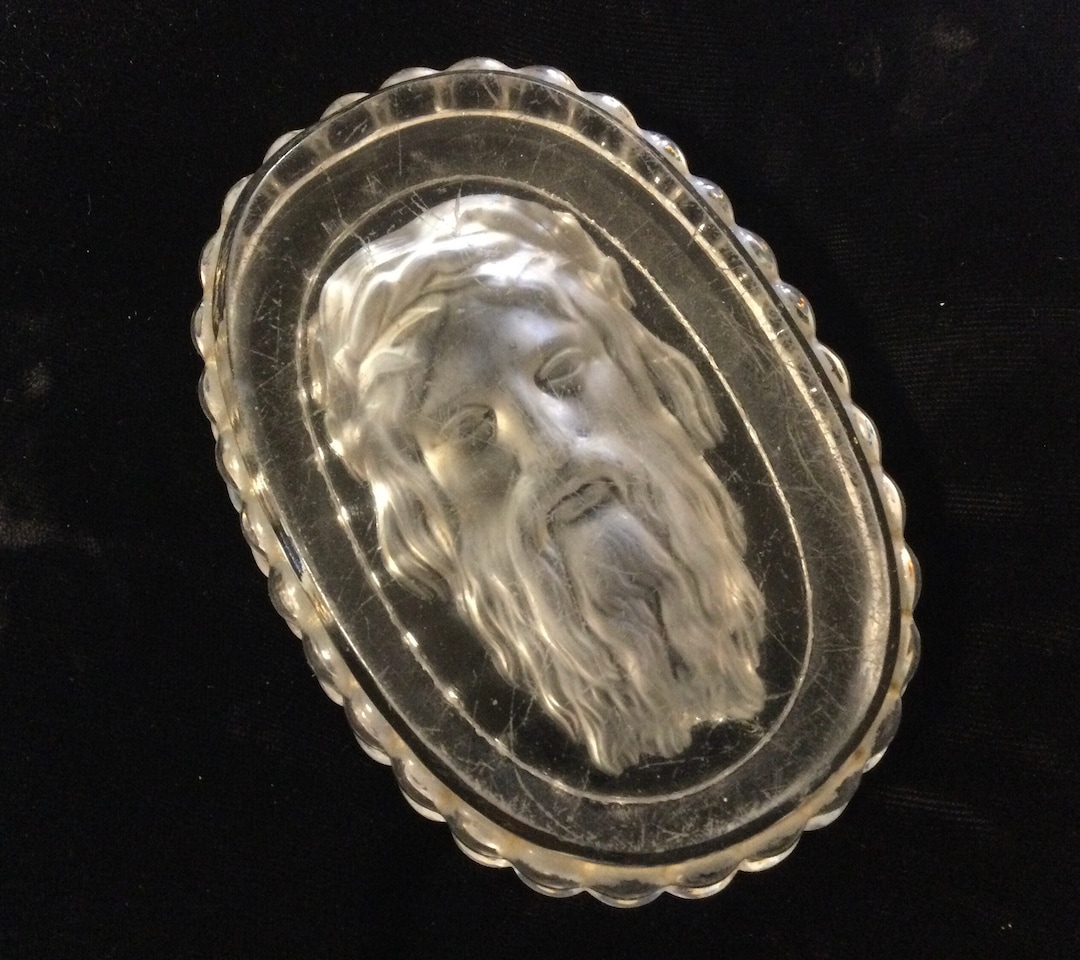 Jesus Paperweight/religious Cameo Intaglio Glass/catholic Icon Shrine ...