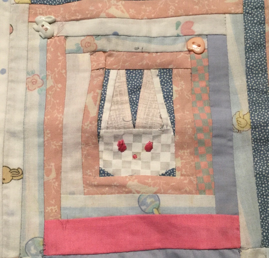 Bunny Rabbit Baby Quilt-crib Throw/patchwork/easter/animal/log Cabin ...