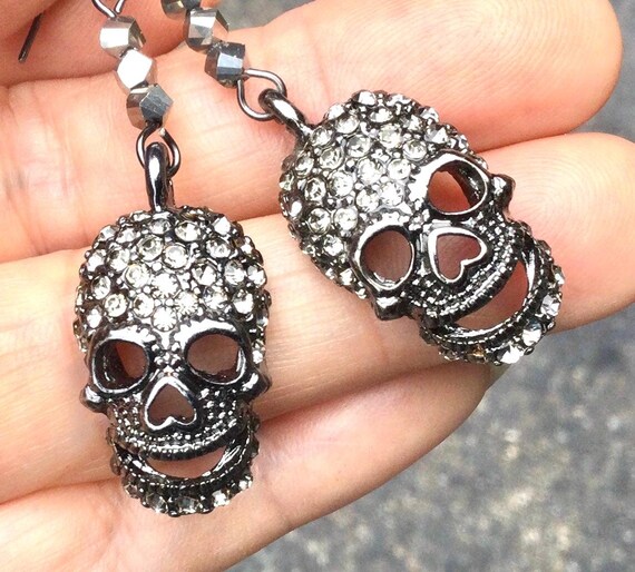 Rhinestone skeleton earrings store
